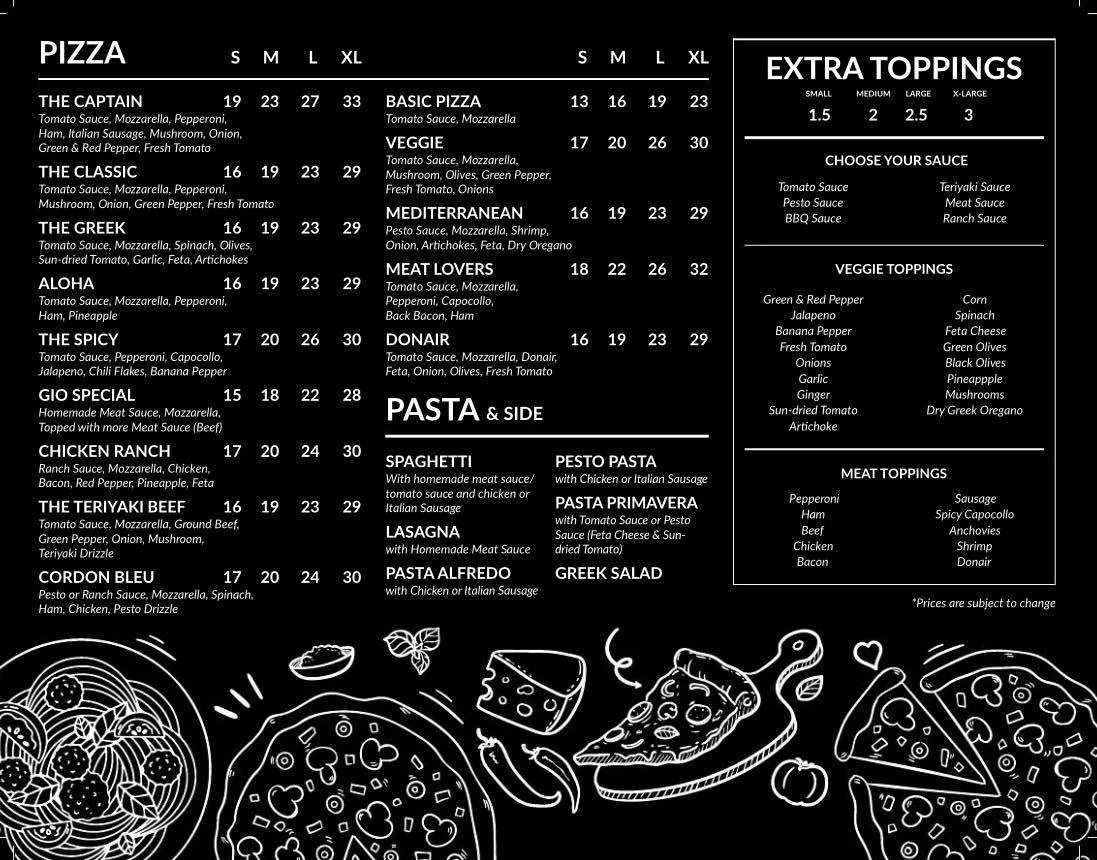 Menu — Pudgie's Pizza