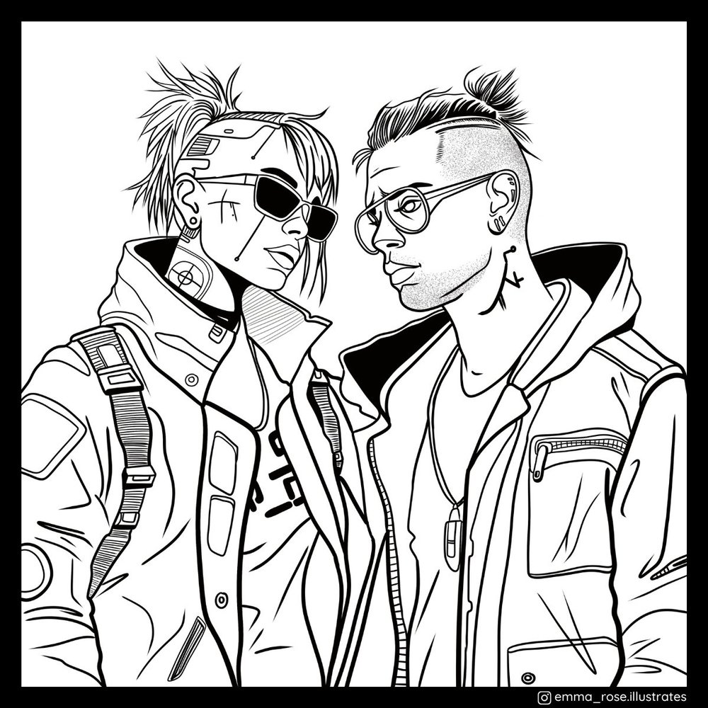Free Cyberpunk Colouring Pages — Emma Rose