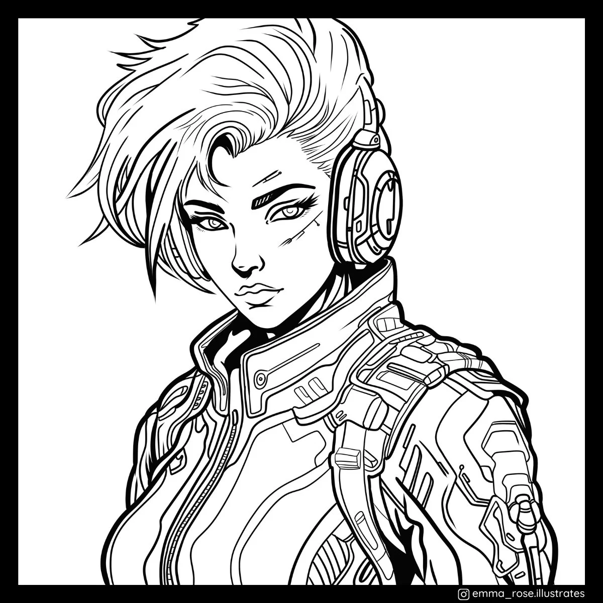 Free Cyberpunk Colouring Pages — Emma Rose