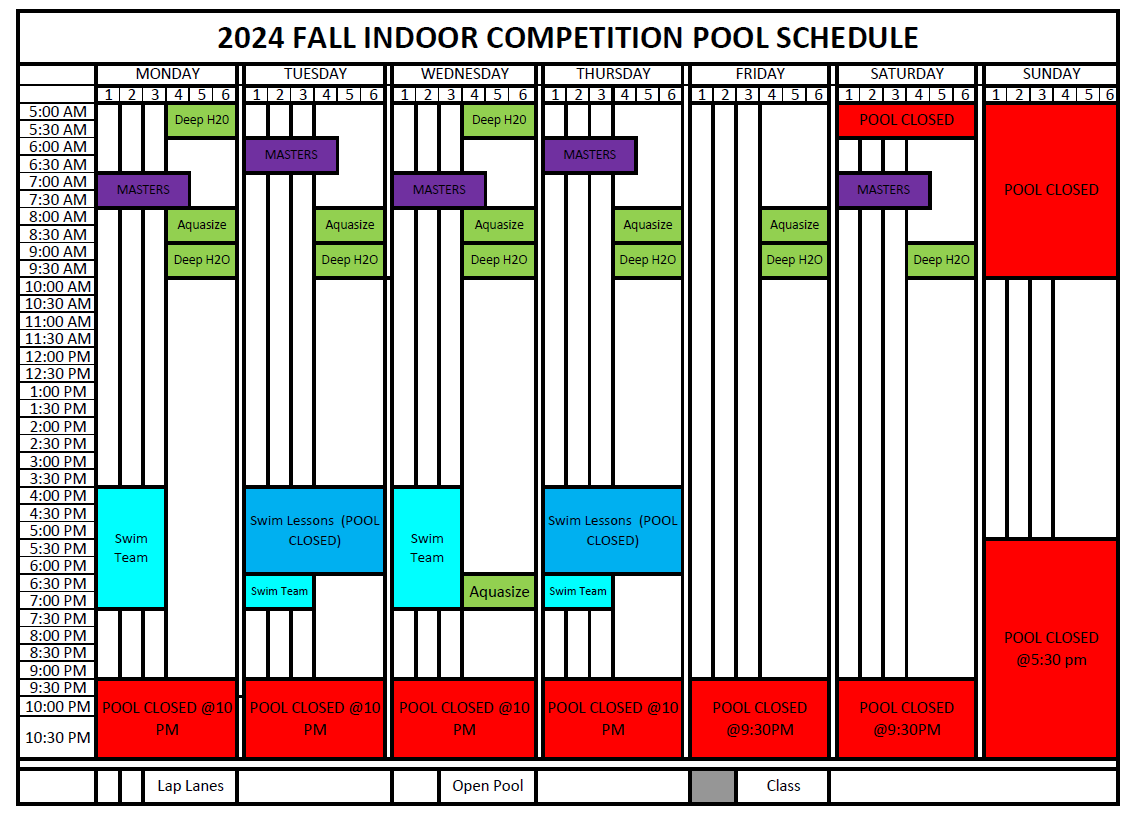 Pool Schedules — Sports Academy & Racquet Club