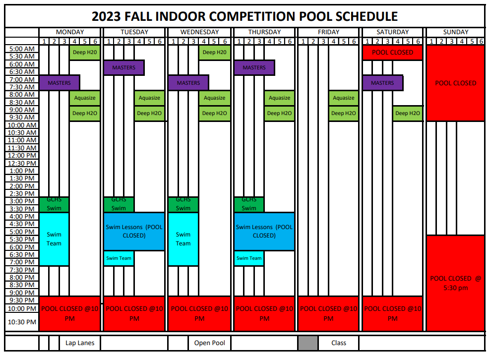 Pool Schedules — Sports Academy & Racquet Club
