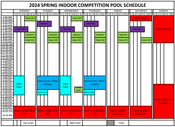 Pool Schedules — Sports Academy & Racquet Club