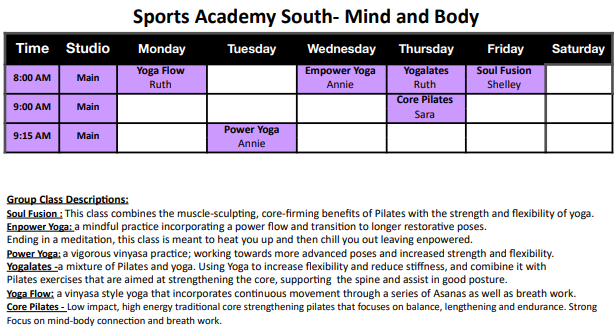 Group Fitness — Sports Academy & Racquet Club
