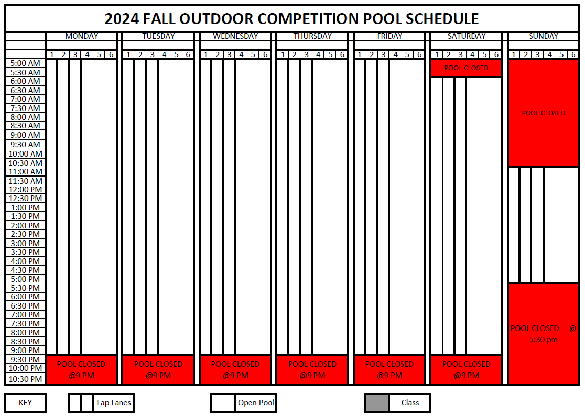 Pool Schedules — Sports Academy & Racquet Club