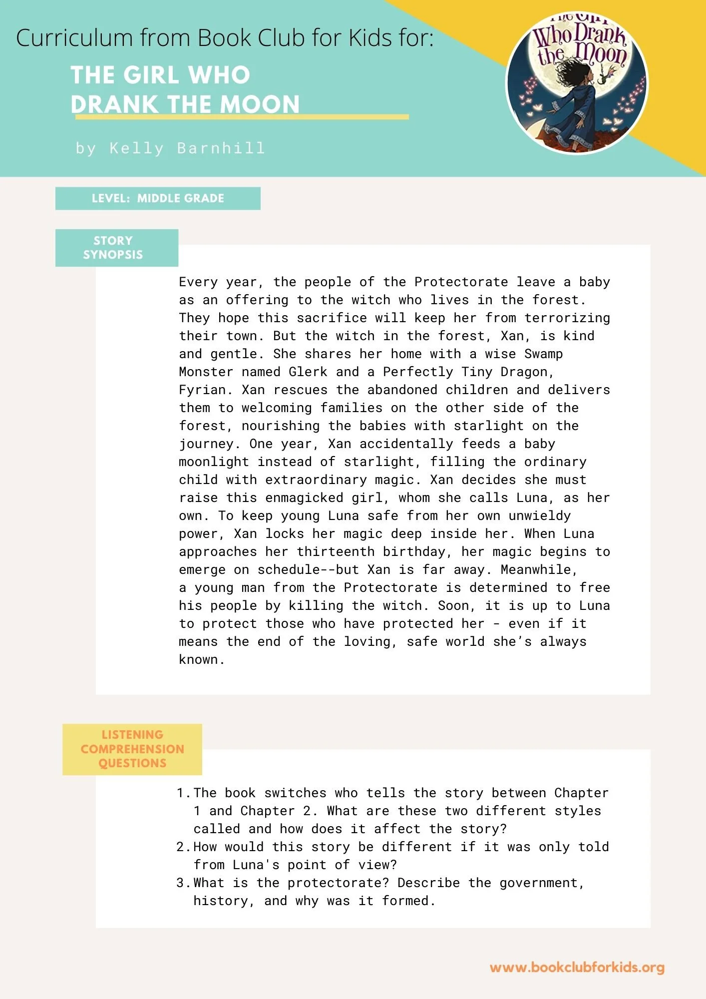 The Girl Who Drank The Moon Guide – LIHS