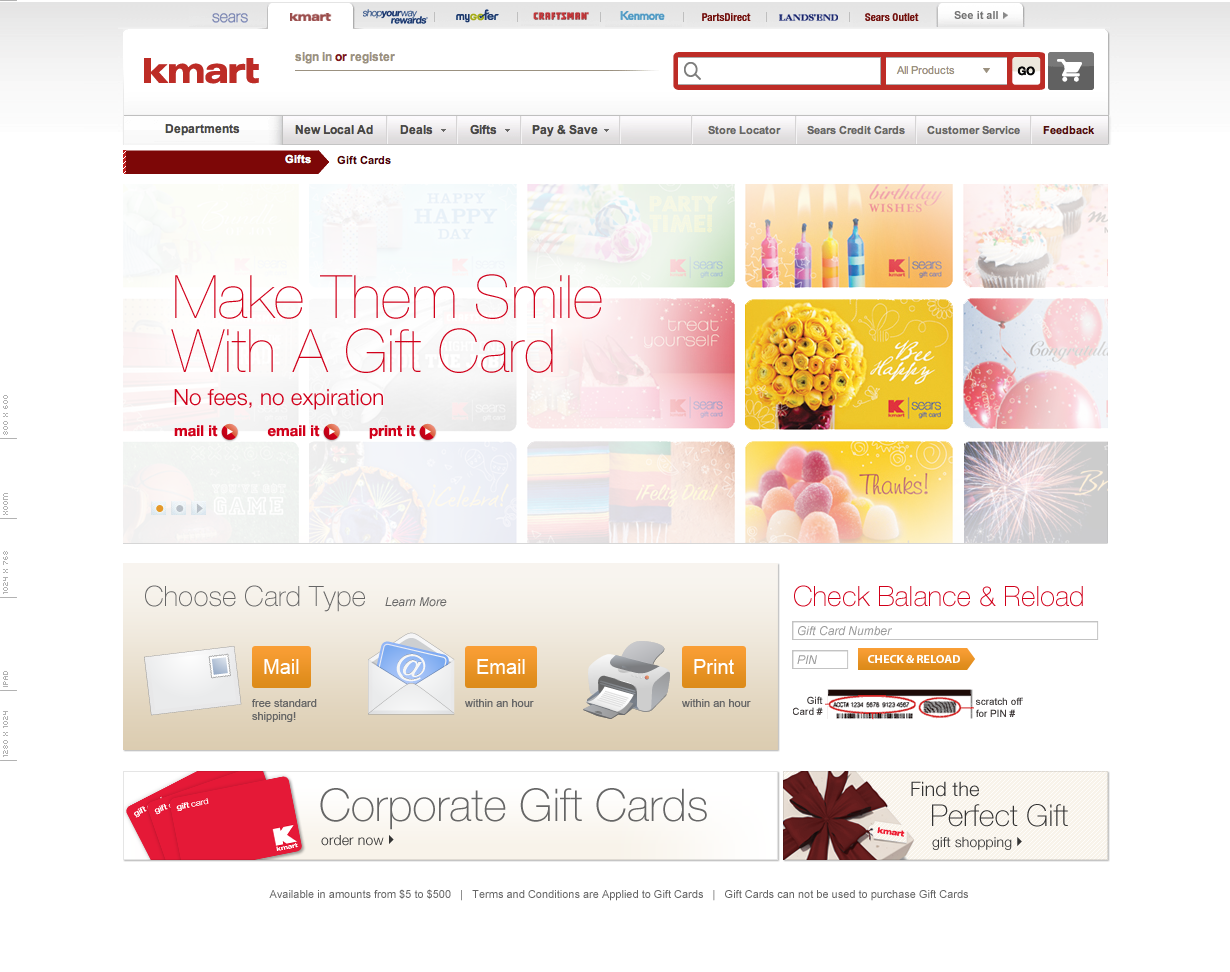 Sears & Kmart Gift Cards Redesign — shivian.com