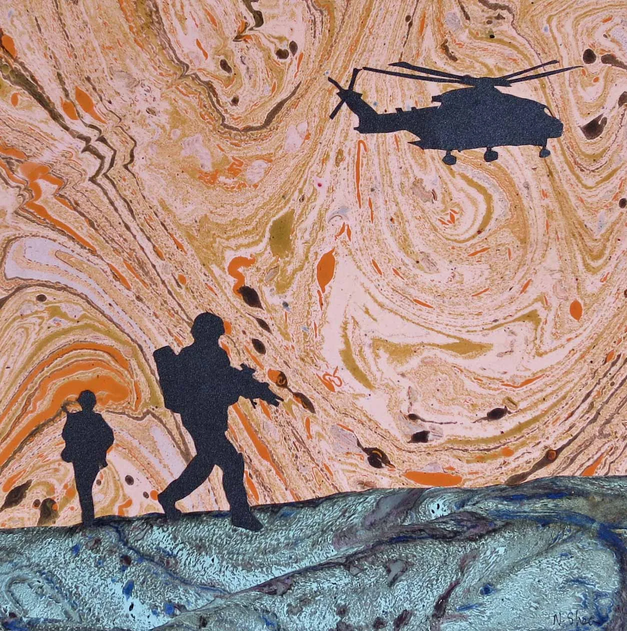 Marbled Paper Cuttings — Nancy Shea Art