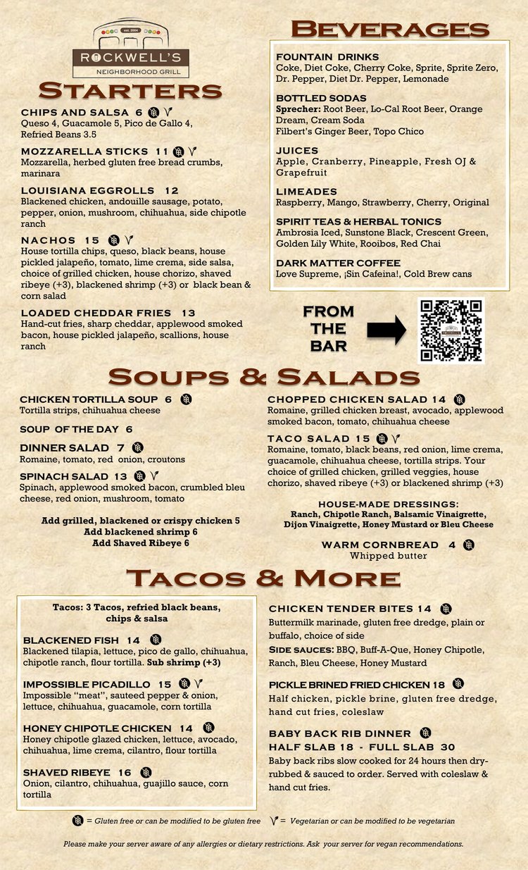 MENU — Rockwell's