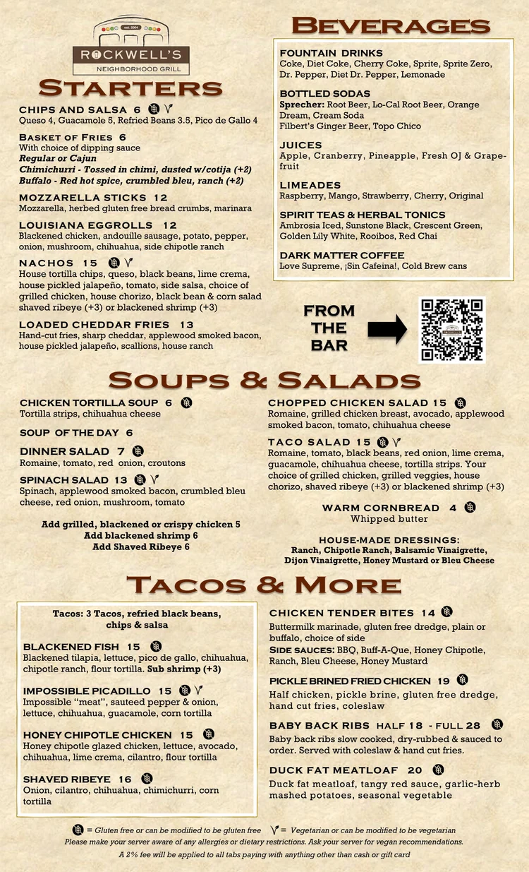 MENU — Rockwell's