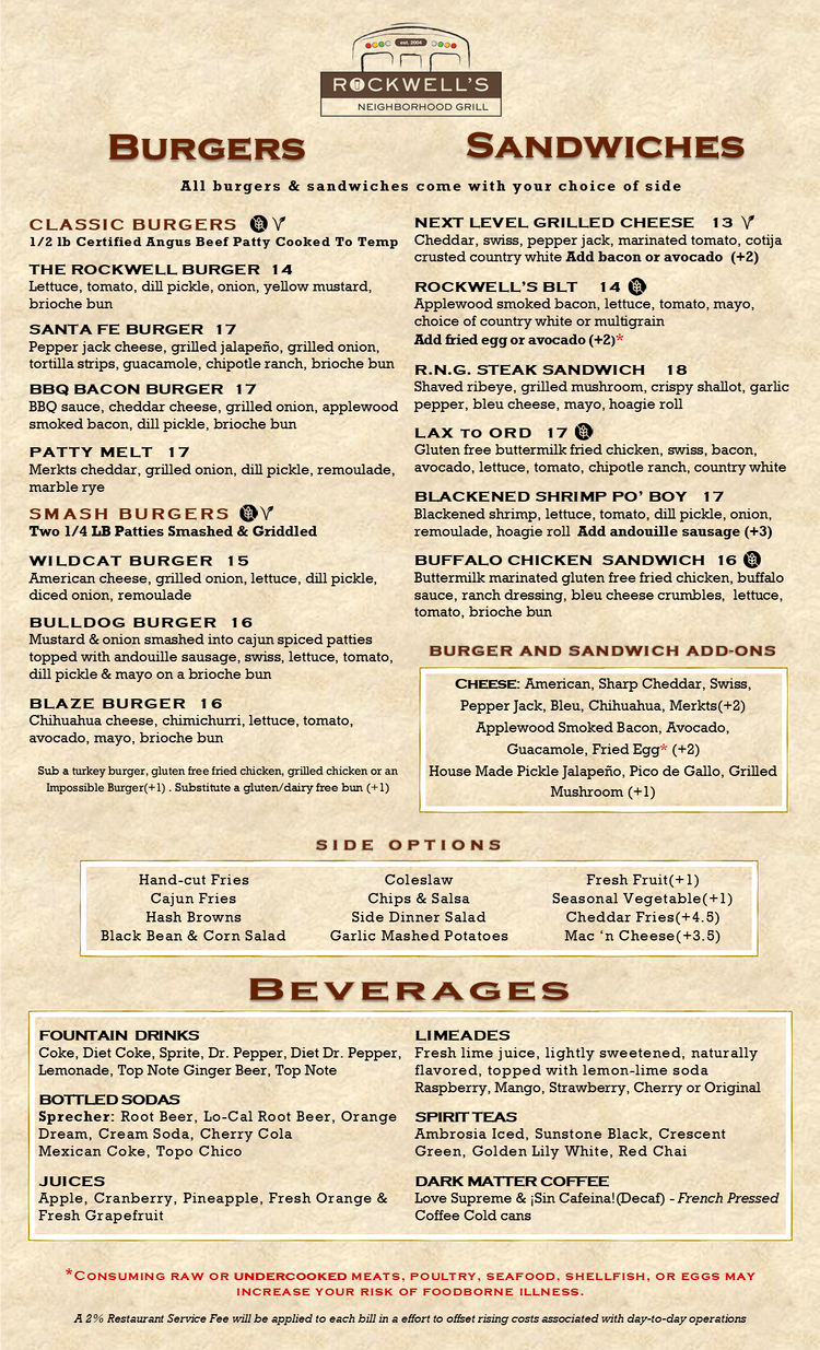 MENU — Rockwell's