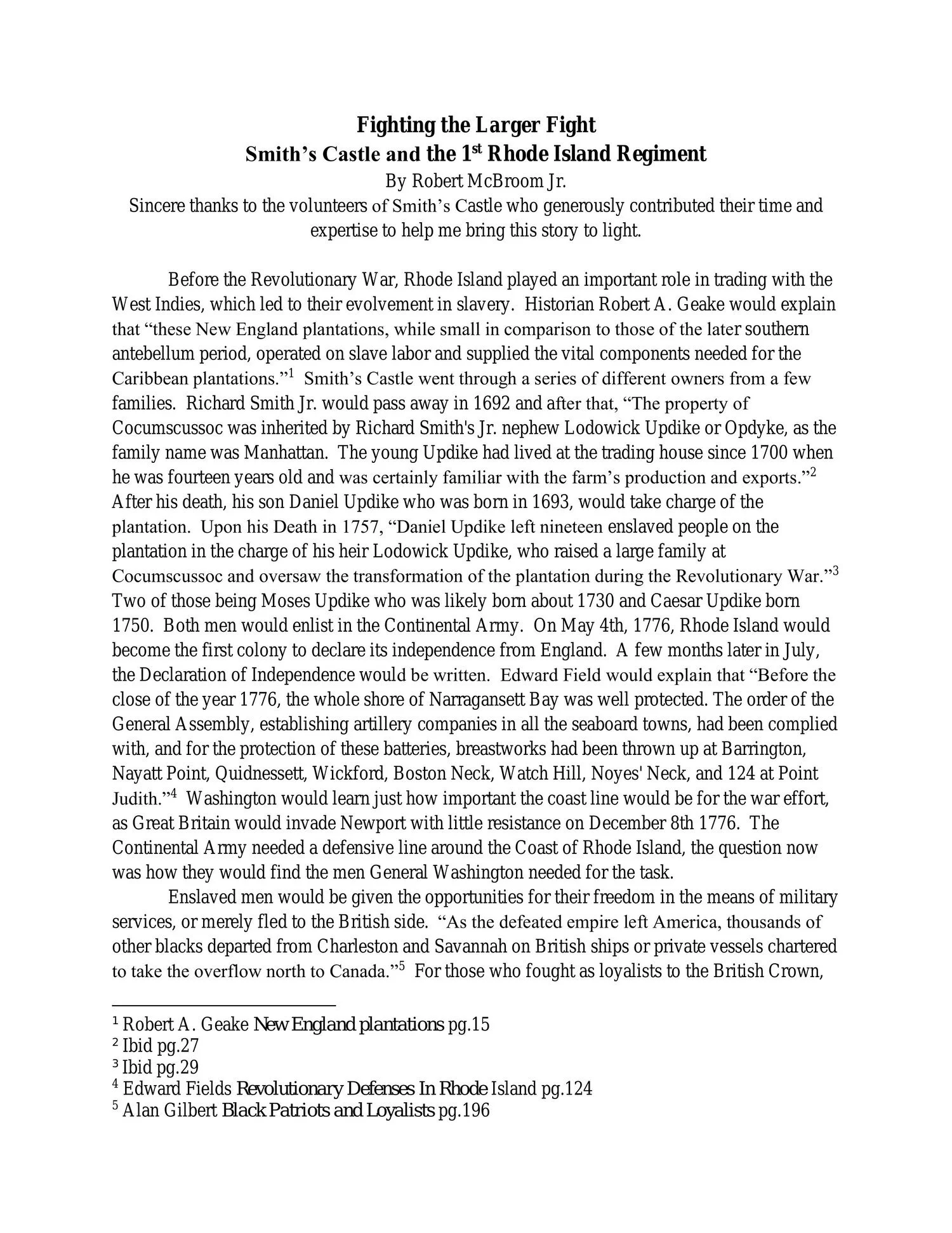 Our History — Smith's Castle