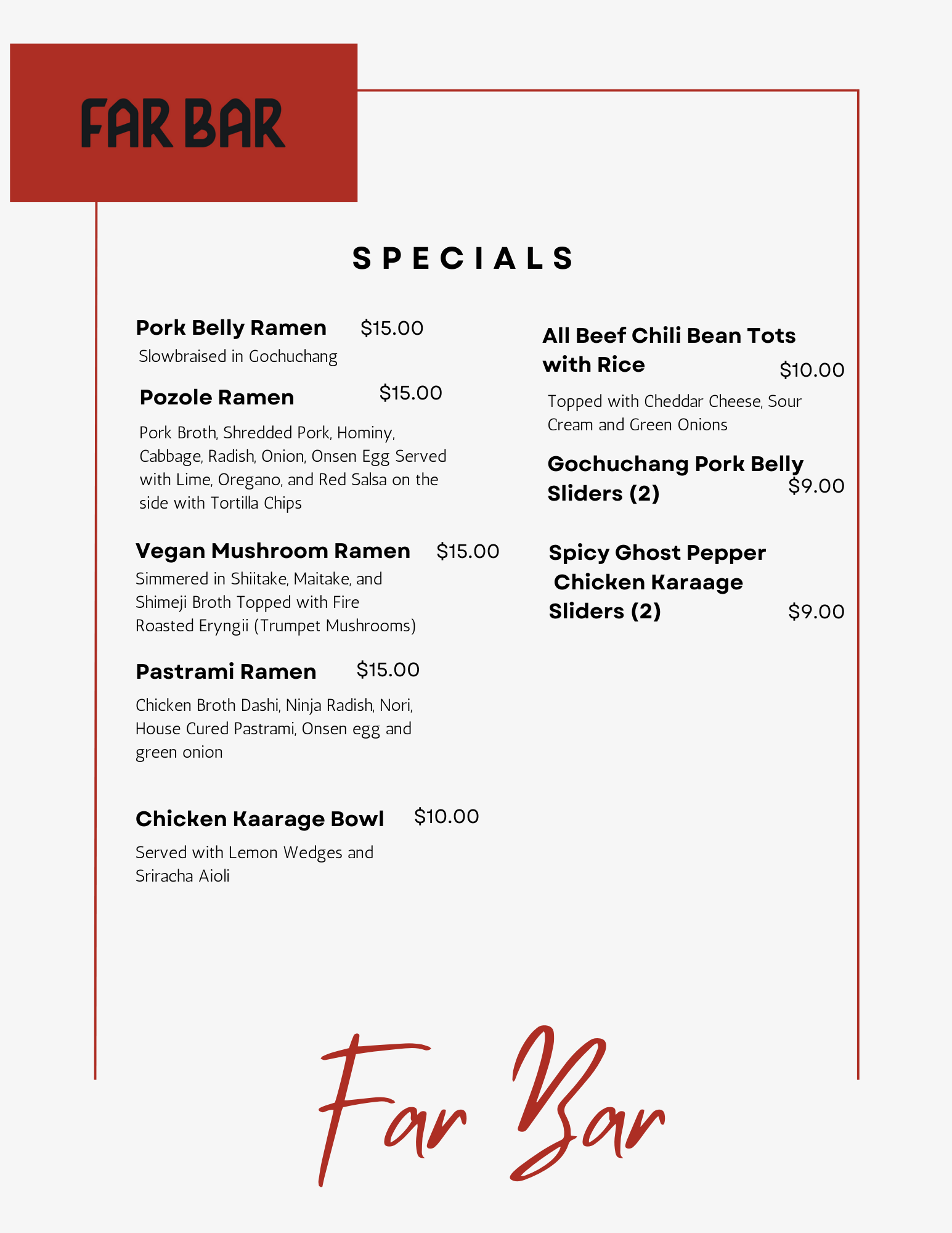 Food & Drinks — Far Bar