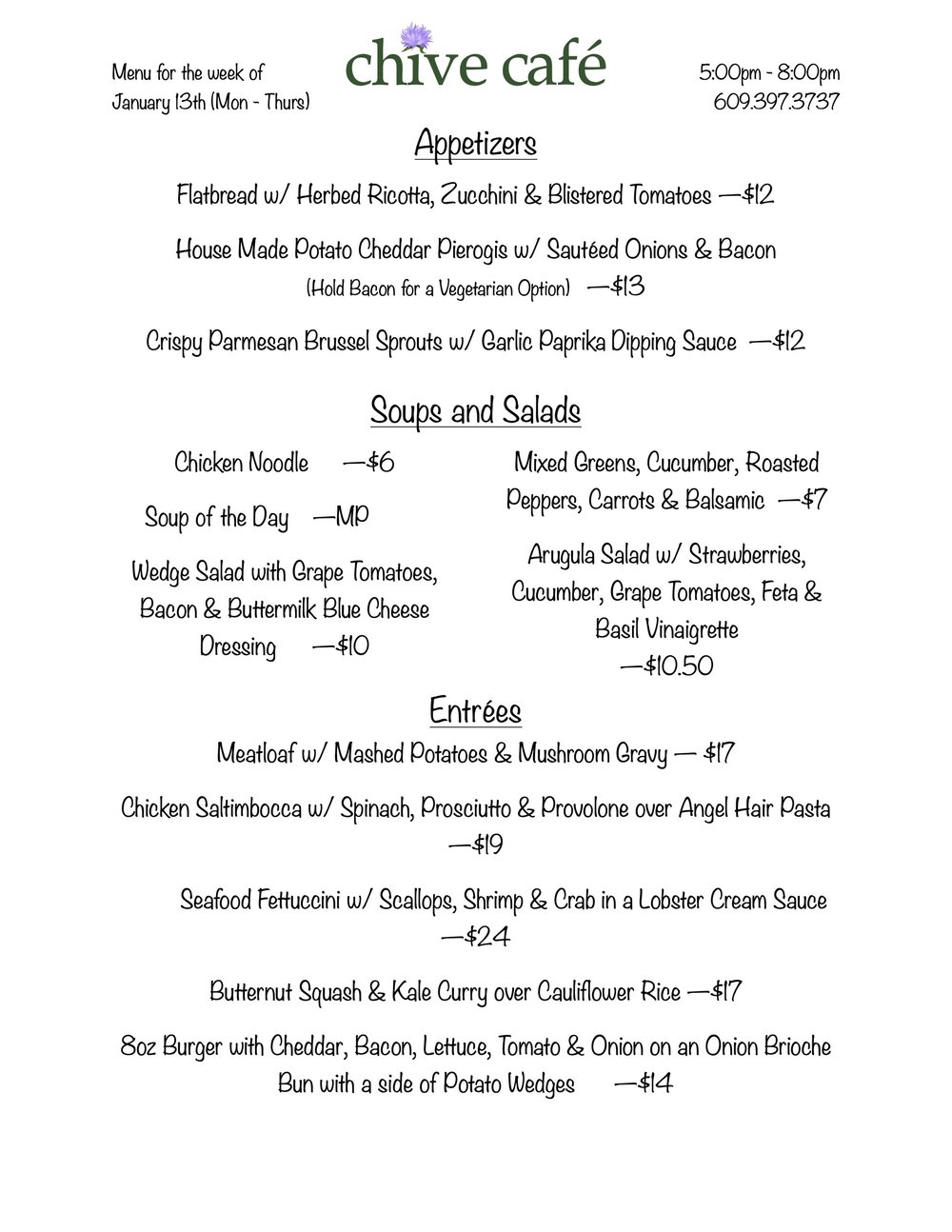 !!NEW!! Pop Up Dinner Menu !!NEW!! (Copy) — Chive Café & Catering