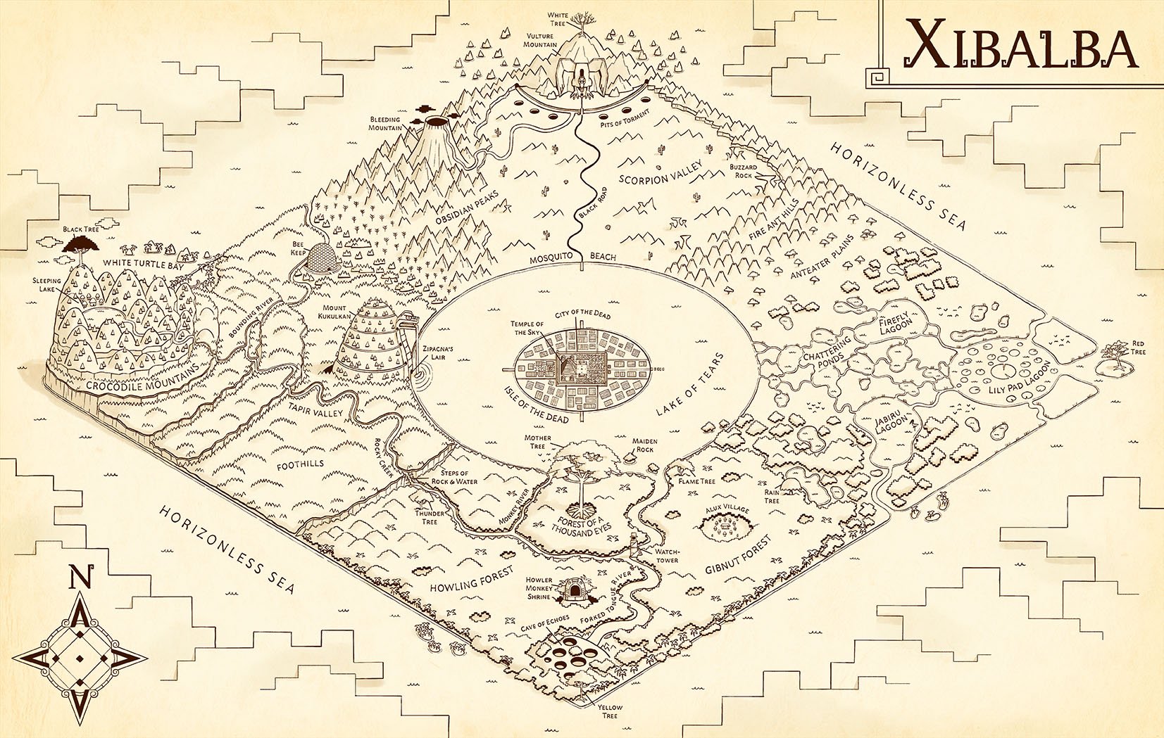 New Map of Xibalba — Ian Gibson Illustration
