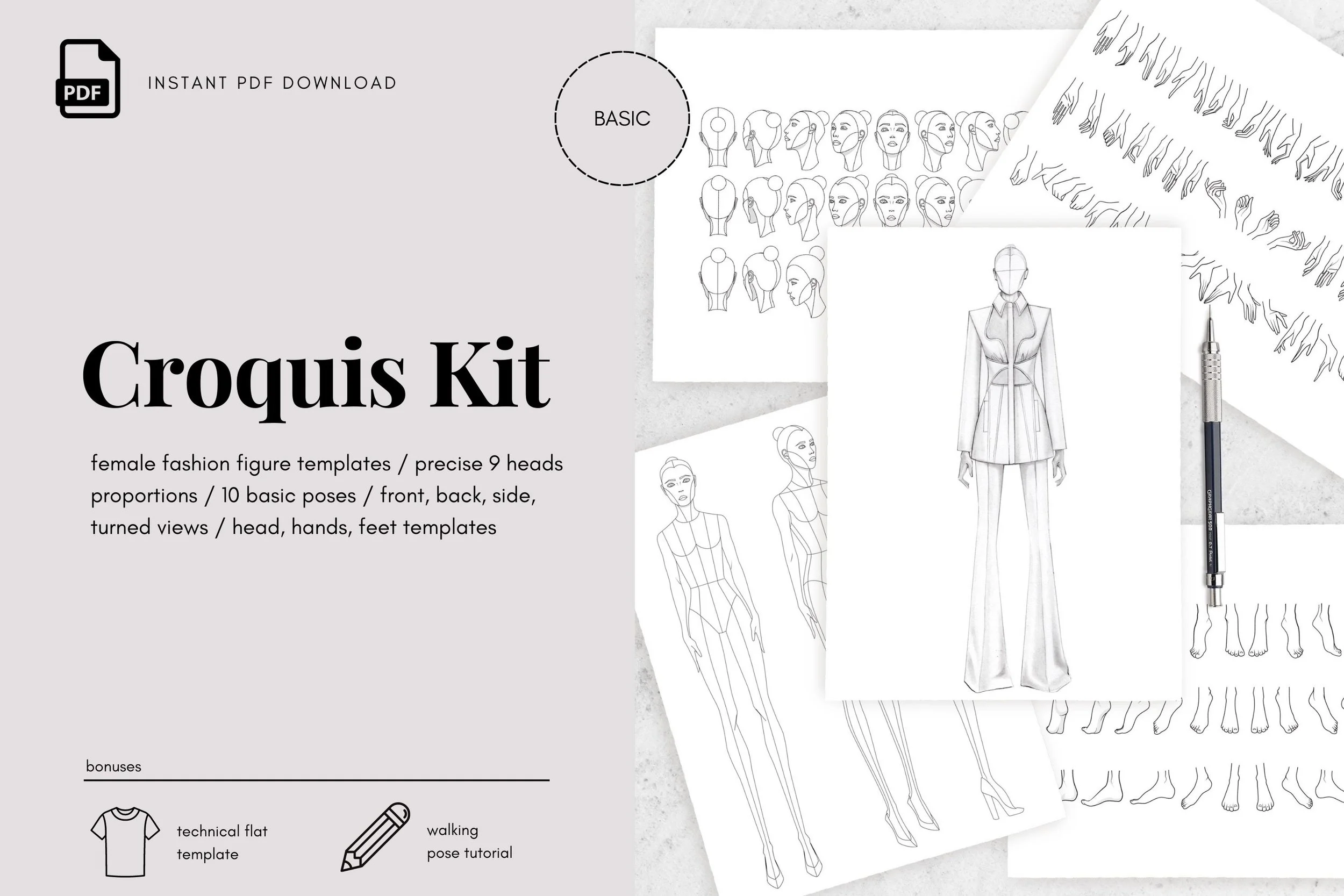 CROQUIS KIT: a collection of fashion figure templates for design and ...