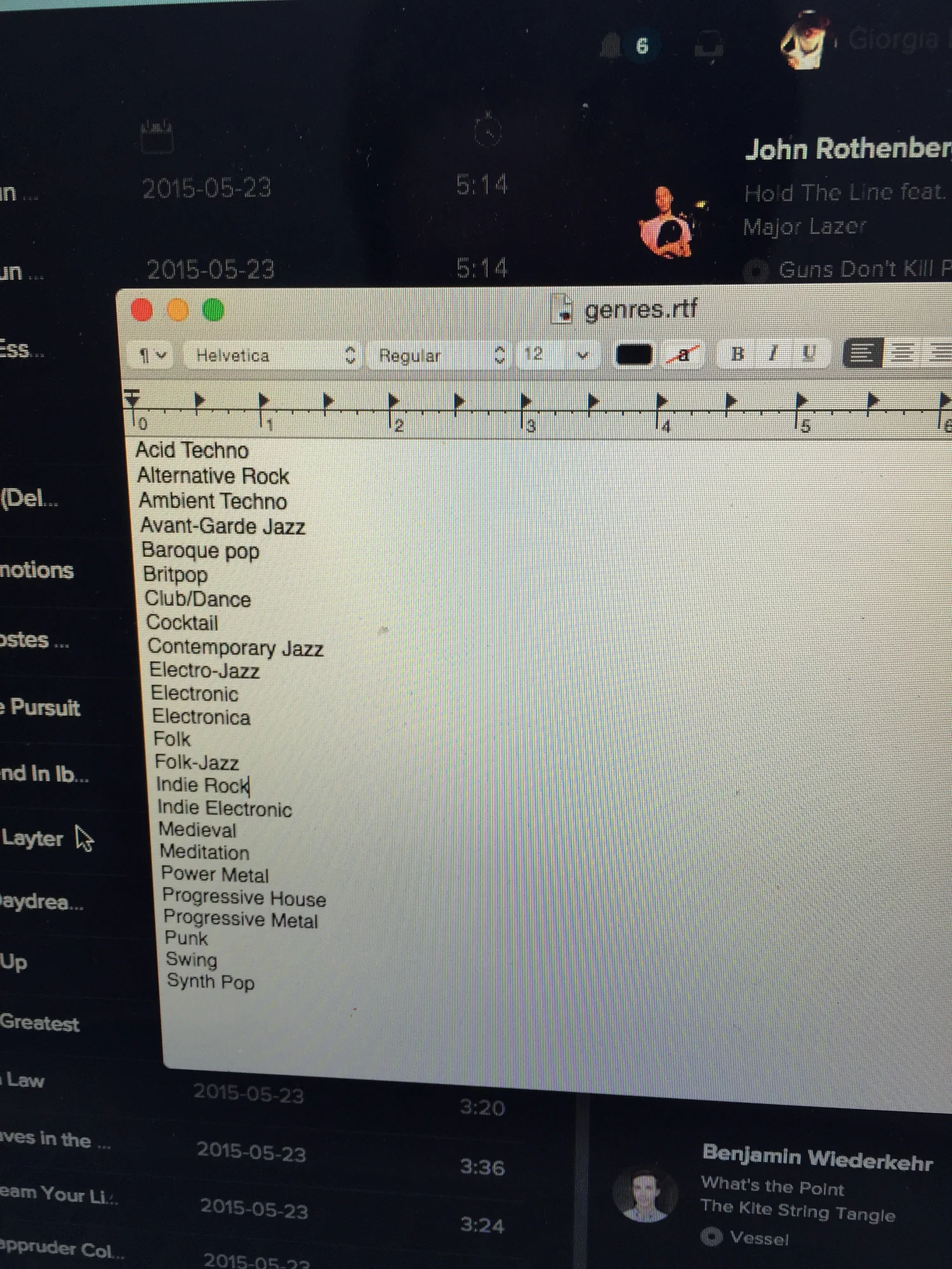 Week 41: A week of music — Dear Data