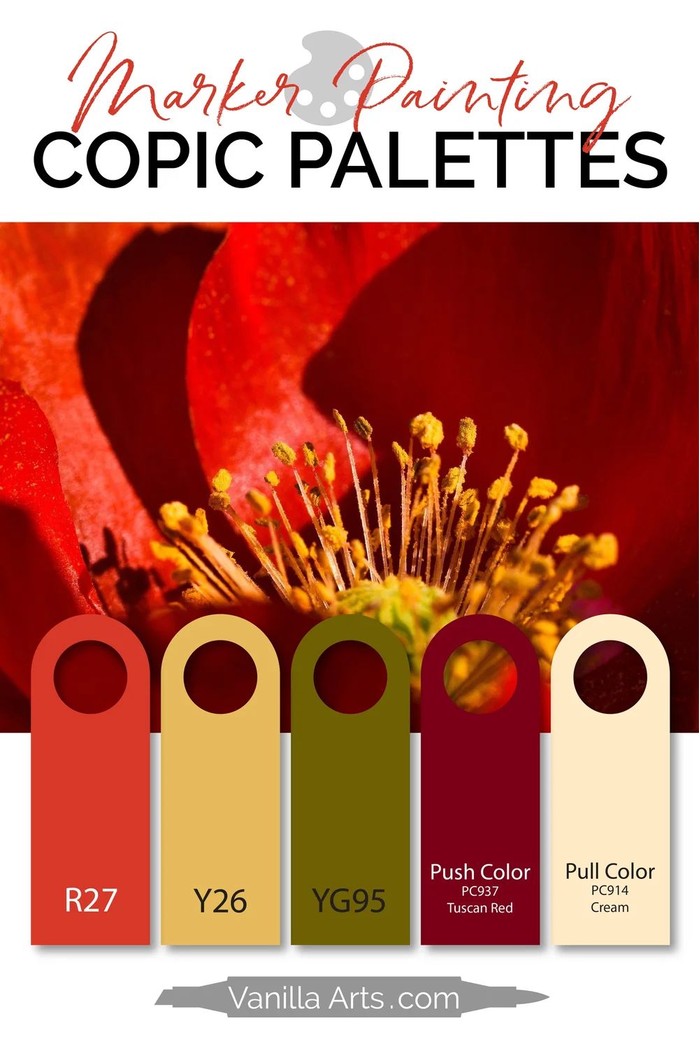 Color Palette: Copic Marker + Colored Pencil Combination (Red, Gold ...