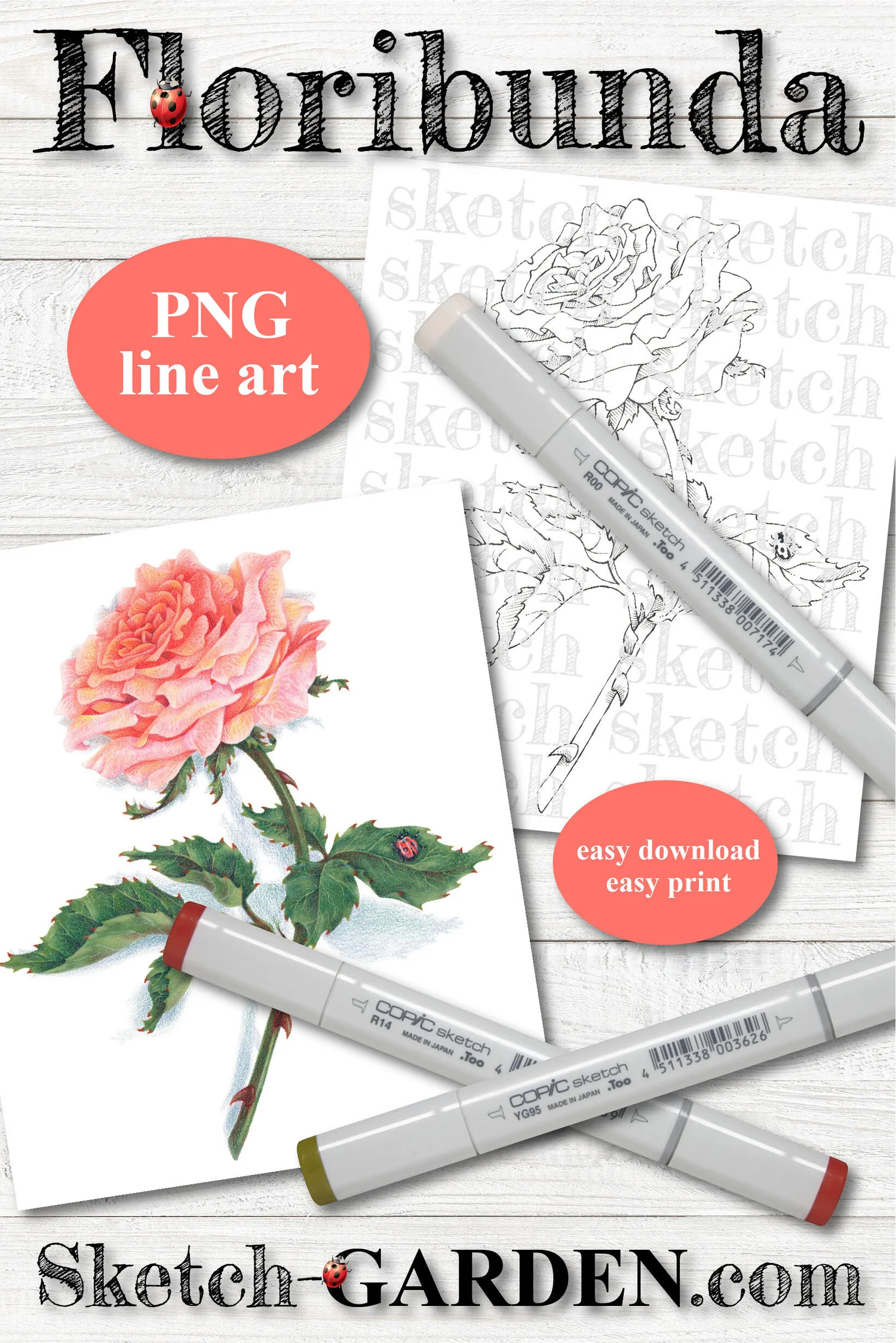 Color Theory for Markers: Red Rosebud (Live Coloring Demo - Episode 12 ...