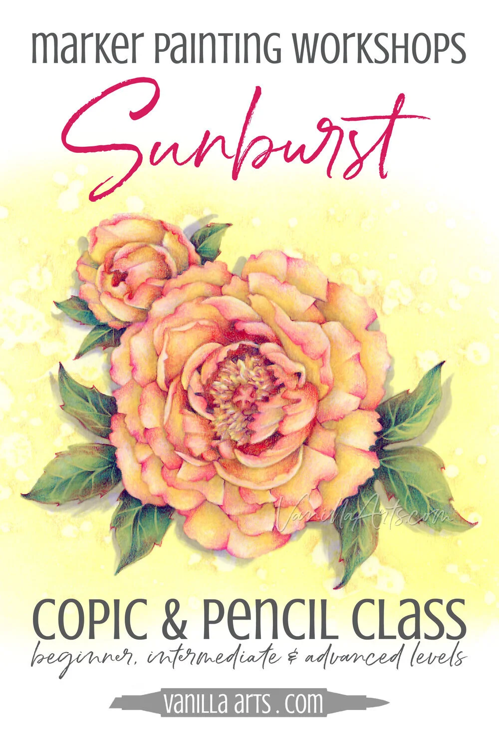 Use What You Learn: Color a Fiery Cactus Flower with Copic Marker ...