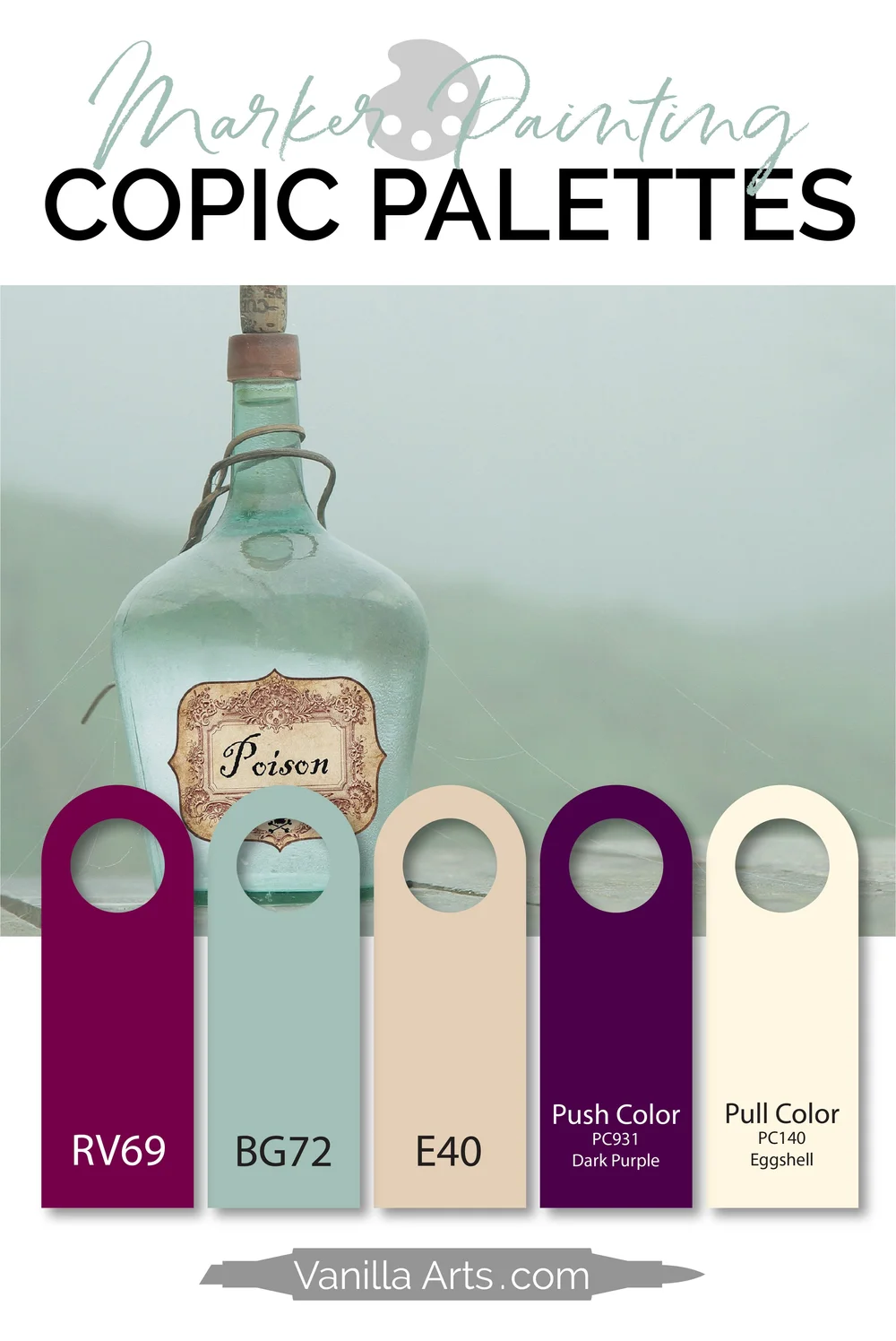 Color Palette: Copic Marker + Colored Pencil Combination (Magenta, Aqua ...