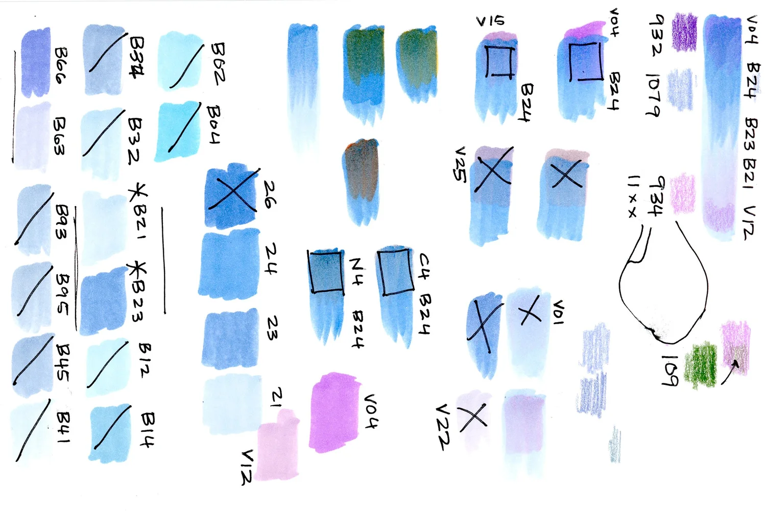 Color Theory for Markers: Realistic Blue Florals (Live Swatching ...