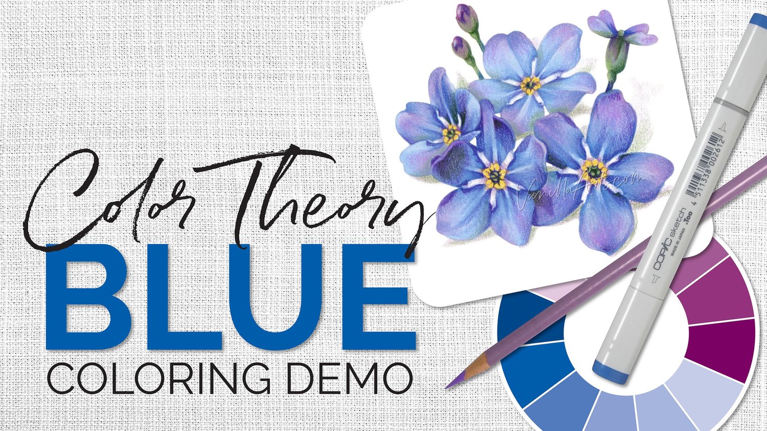 Color Theory for Markers: Realistic Blue Flowers (Coloring Demo ...