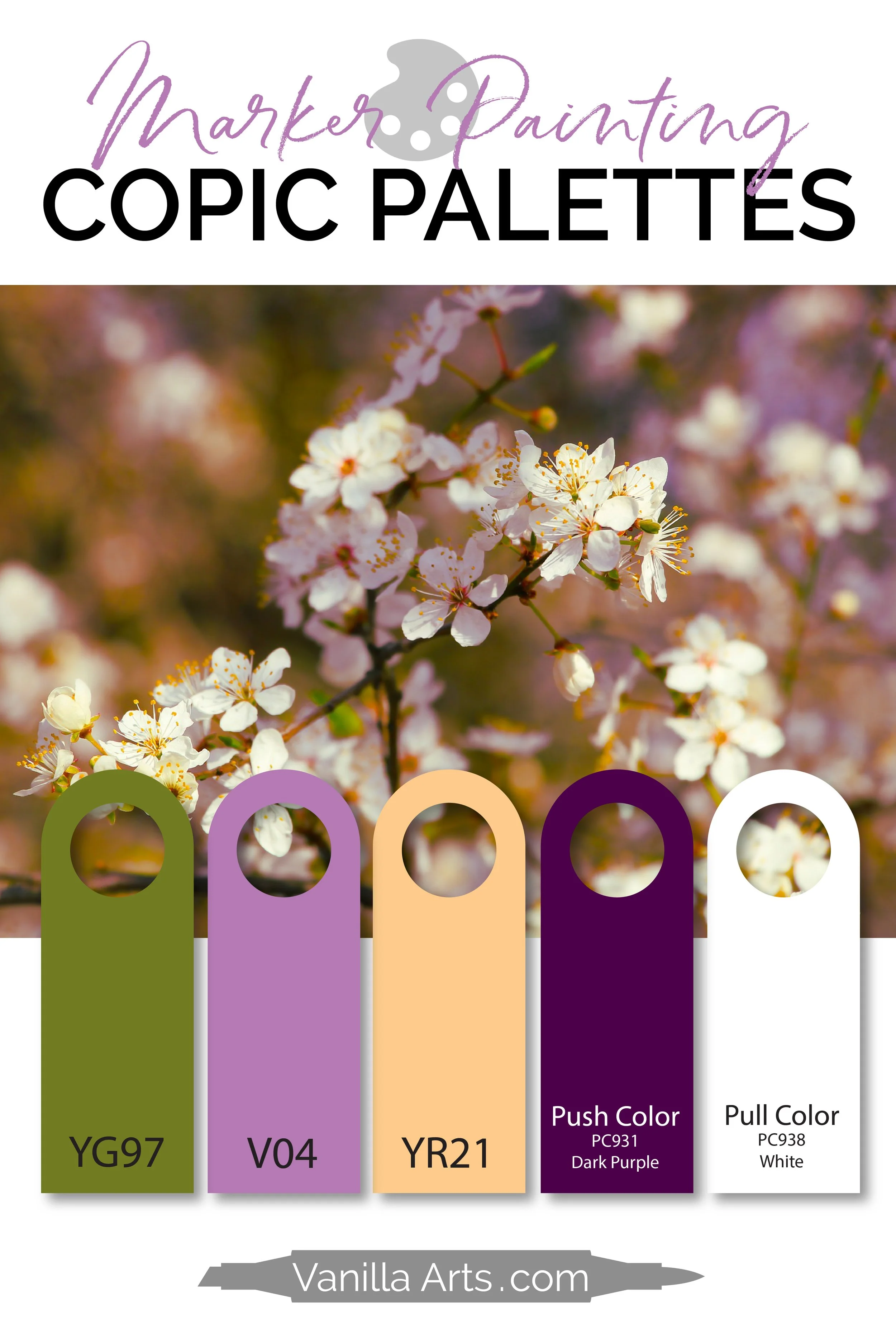 Color Palette: Copic Marker + Colored Pencil Combination (Green, Purple ...