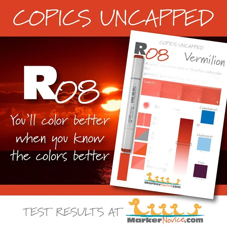 Copic Marker R08 “Vermilion” (Coloring Tips for Warm Red) — Vanilla ...