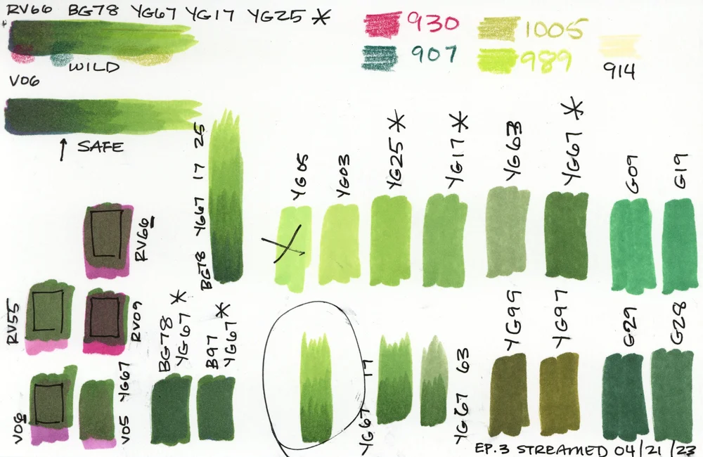 Color Theory for Alcohol Markers & Pencils: Shade a Warm Green Leaf ...