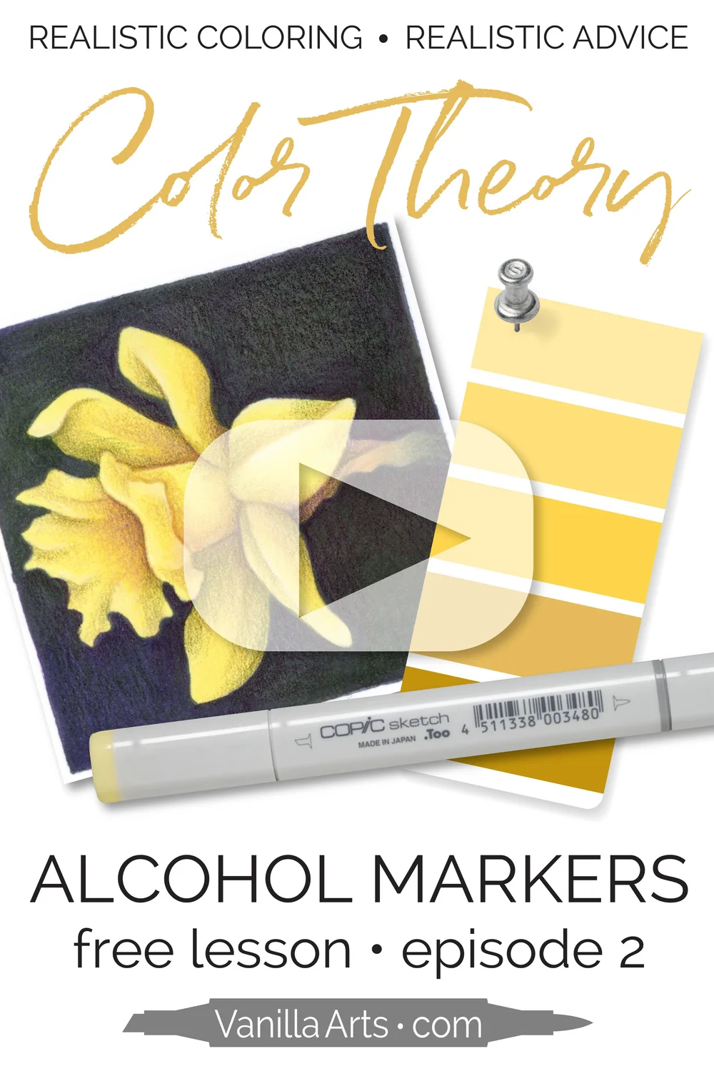 Color Theory for Markers & Pencils: Shade a Yellow Daffodil (Coloring ...