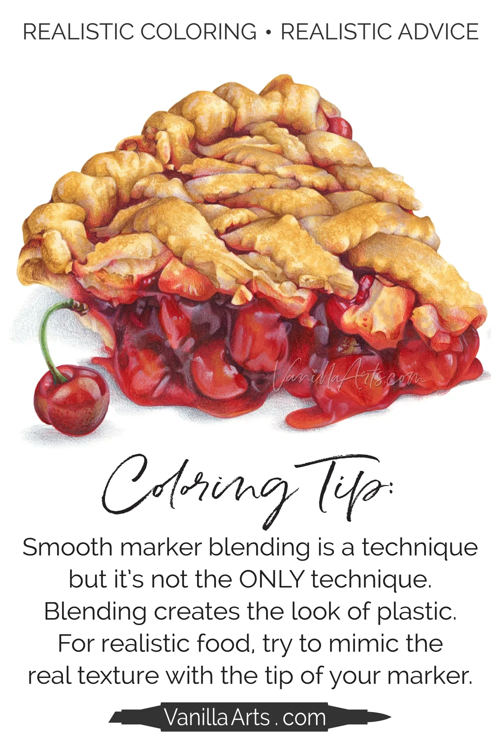 Easy as Pie: Color PhotoRealistic Cherry Pie with Markers, Colored ...