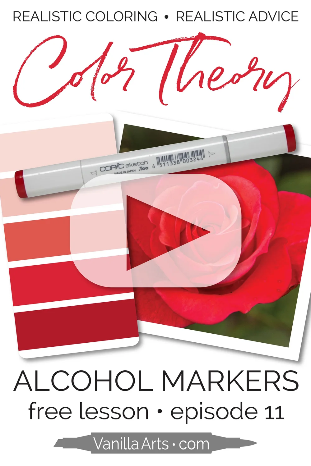 Color Theory for Markers: Romantic Red Florals (Live Swatching ...