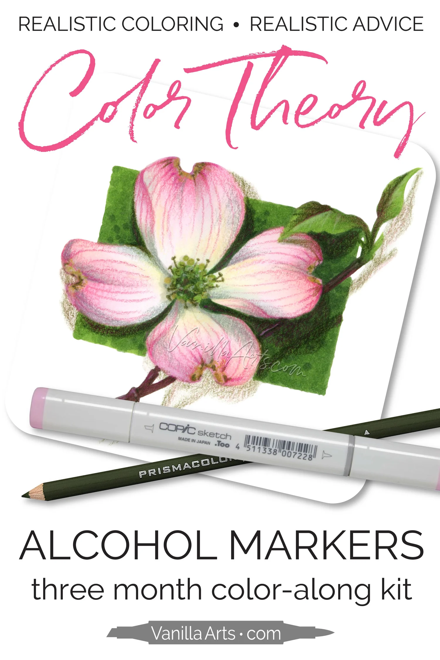 Color Theory for Markers & Pencils: Dimensional Pink Petals (Demo ...