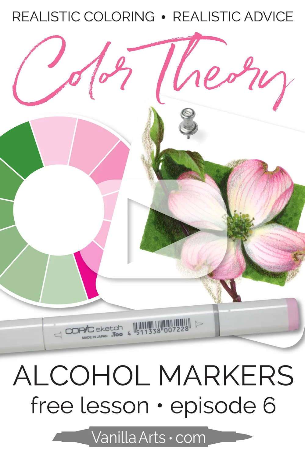 Color Theory for Markers & Pencils: Dimensional Pink Petals (Demo ...