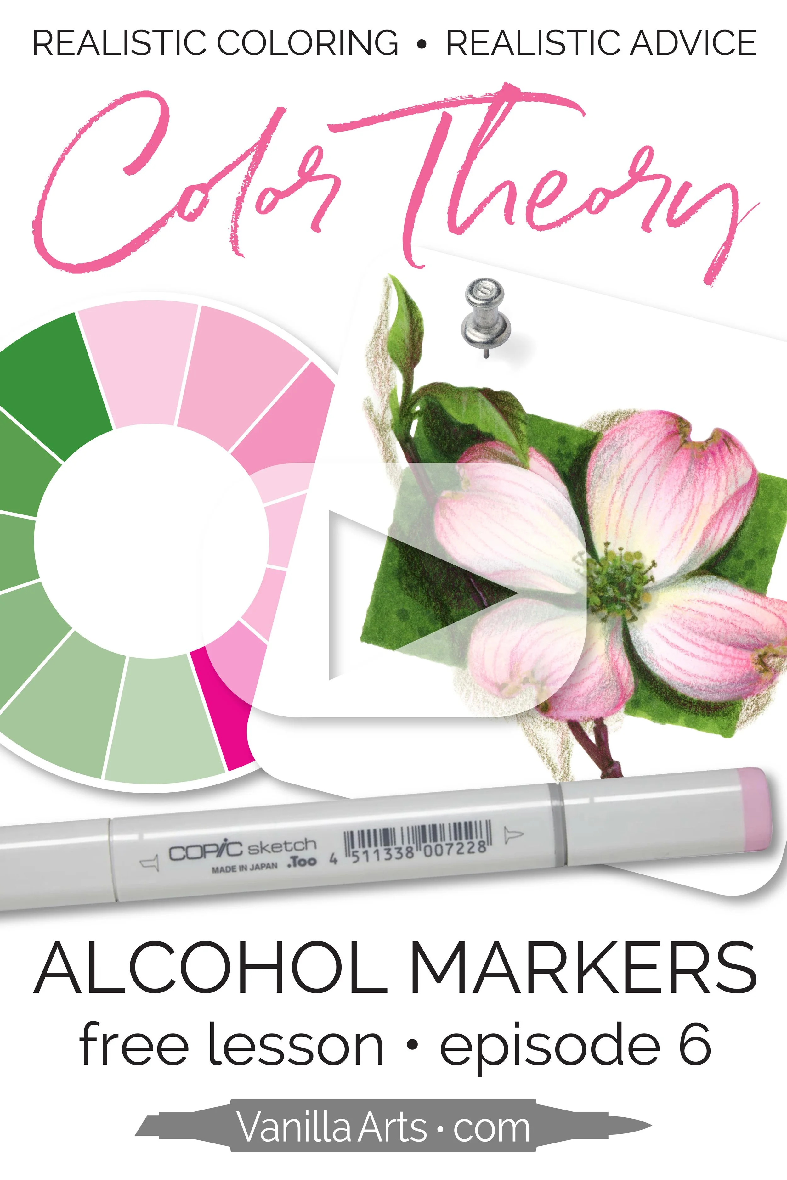 Color Theory for Markers & Pencils: Dimensional Pink Petals (Demo ...