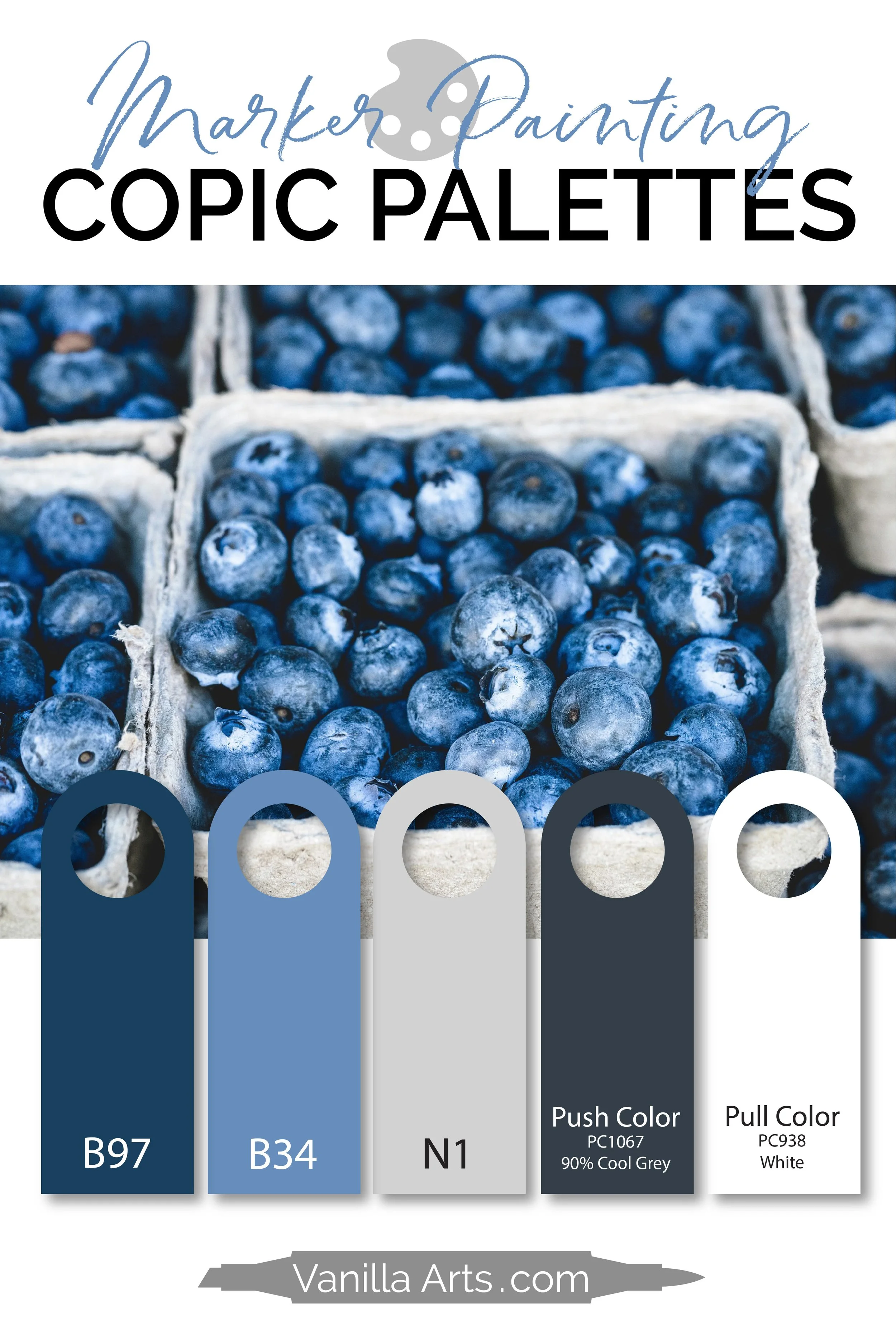 Color Palette: Copic Marker + Colored Pencil Combination (Blue and Gray ...