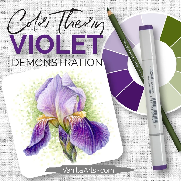 Color Theory for Markers: Realistic Violet Iris (Coloring Demo ...
