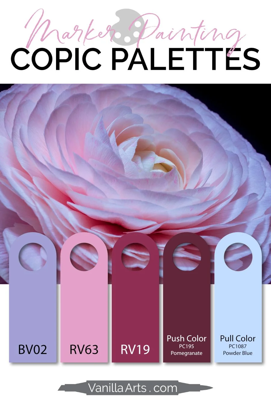 Color Palette: Copic Marker + Colored Pencil Combination (Violet, Pink ...