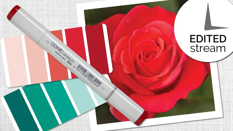 Color Theory for Markers: Romantic Red Florals (Live Swatching ...