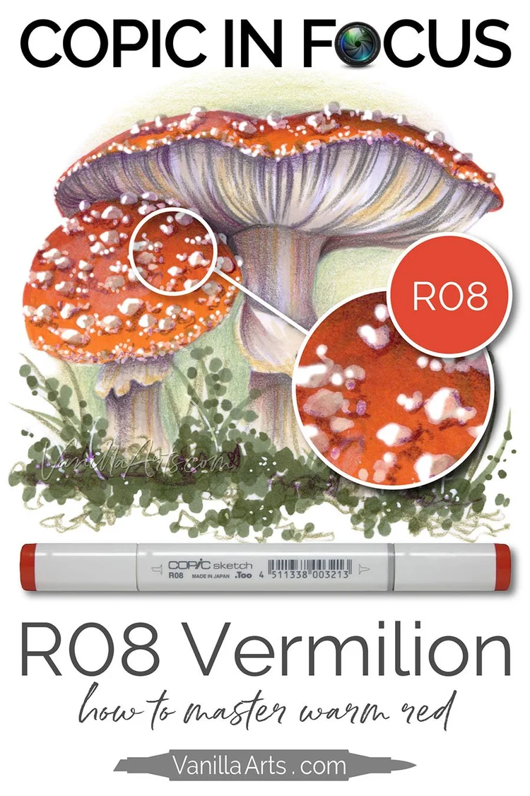 Copic Marker R08 “Vermilion” (Coloring Tips for Warm Red) — Vanilla ...