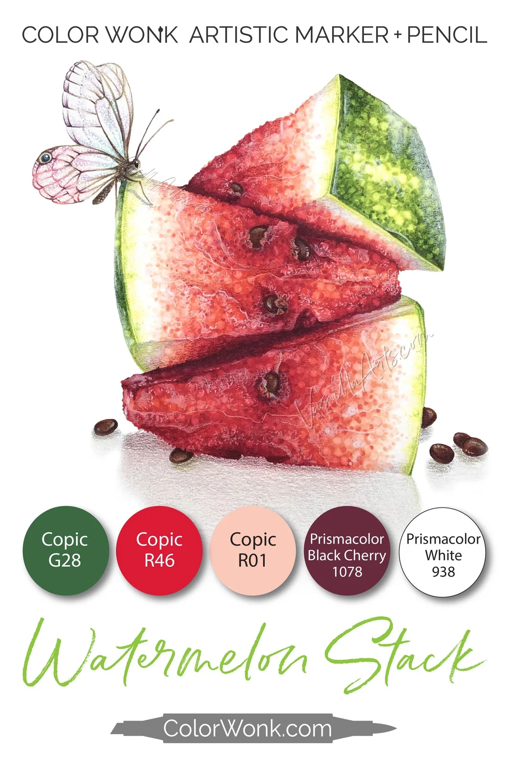 Color Sweet Watermelon with Copic Marker + Colored Pencil — Vanilla ...
