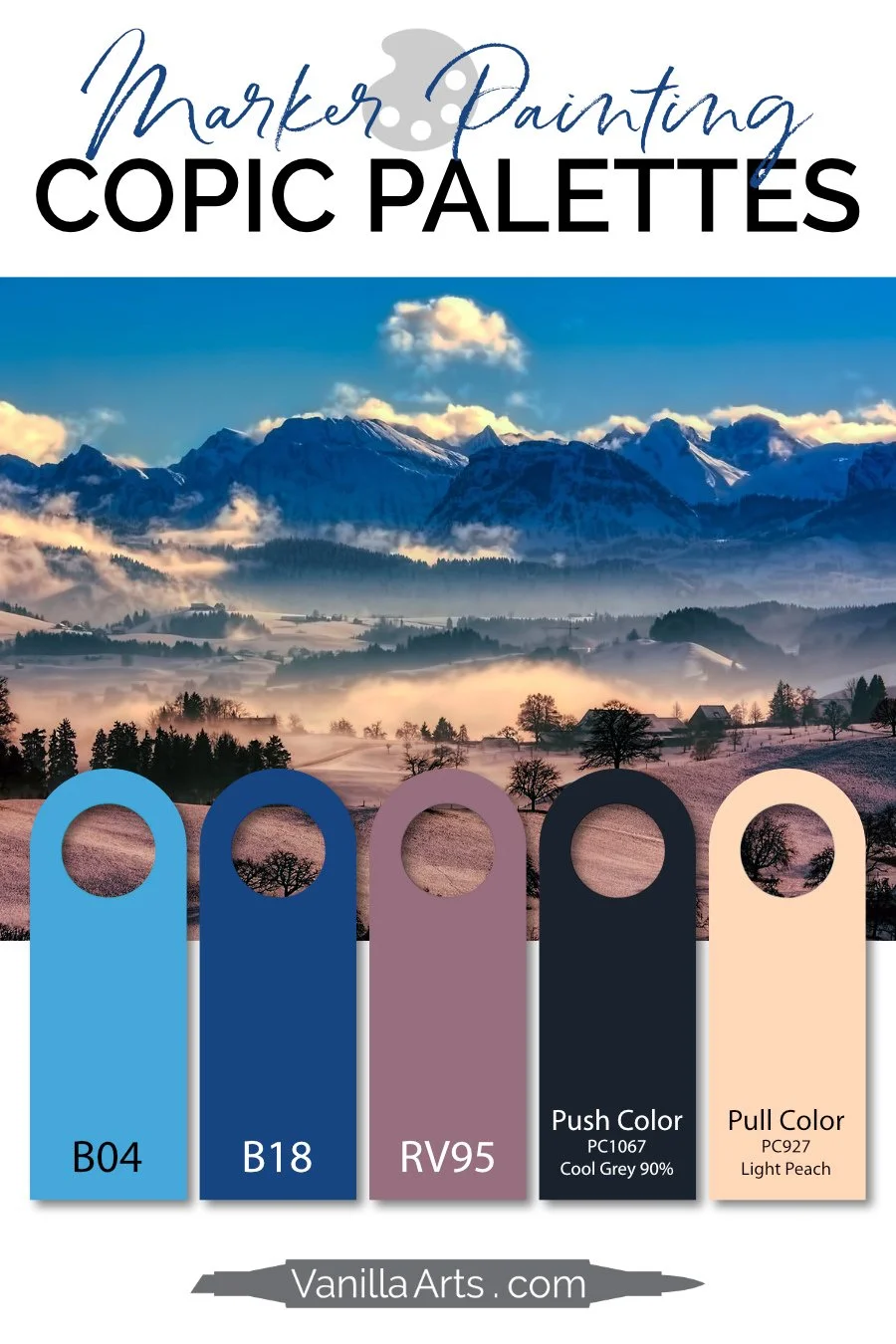 Color Palette: Copic Marker + Colored Pencil Combination (Blue, Dark ...