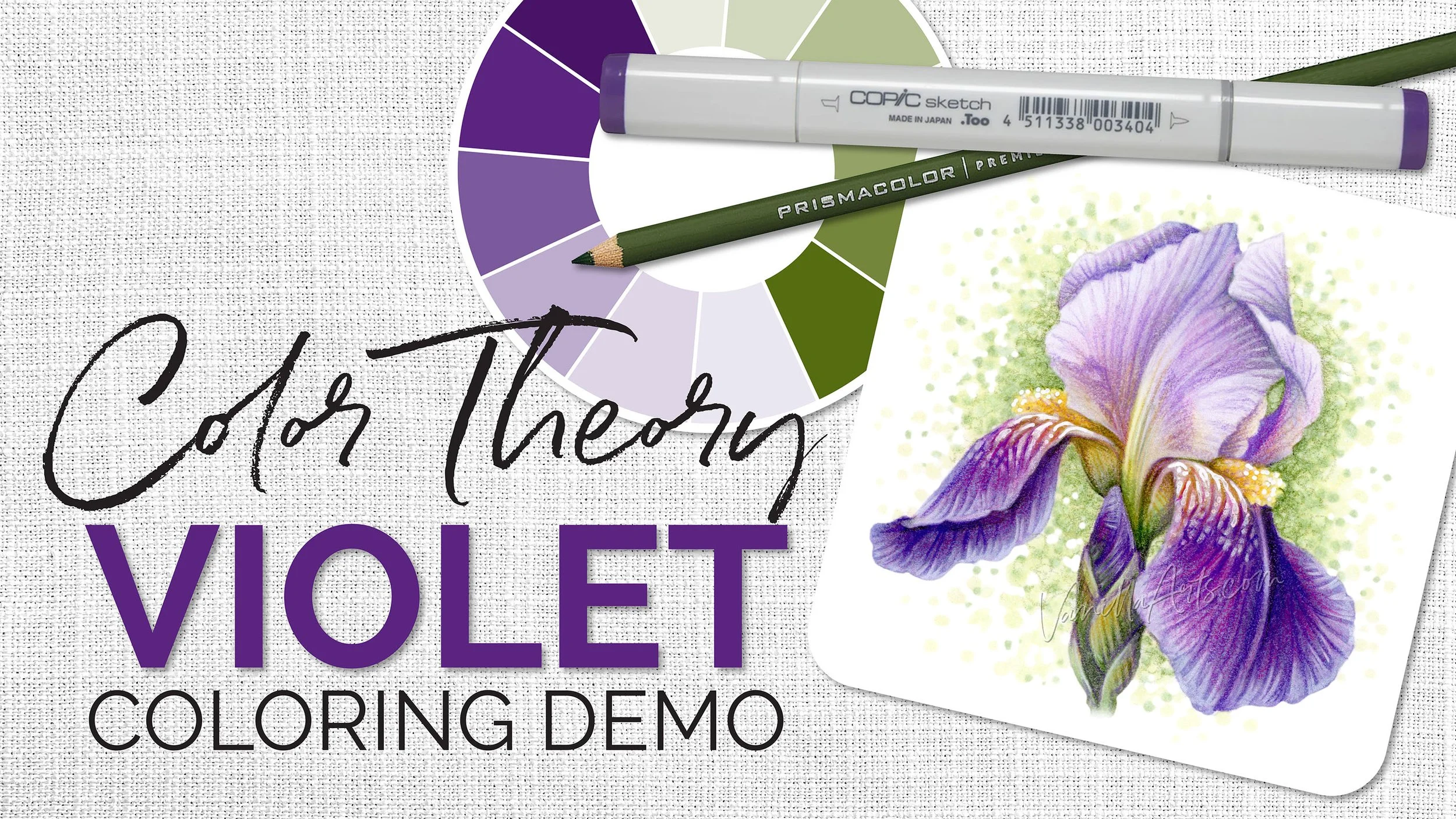 Color Theory for Markers: Realistic Violet Iris (Coloring Demo ...