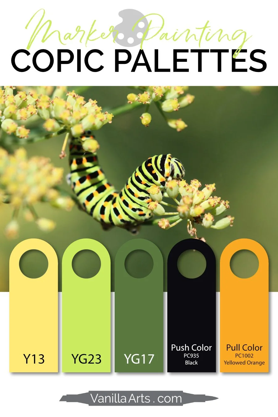 Color Palette: Copic Marker + Colored Pencil Combination (Yellow, Green ...