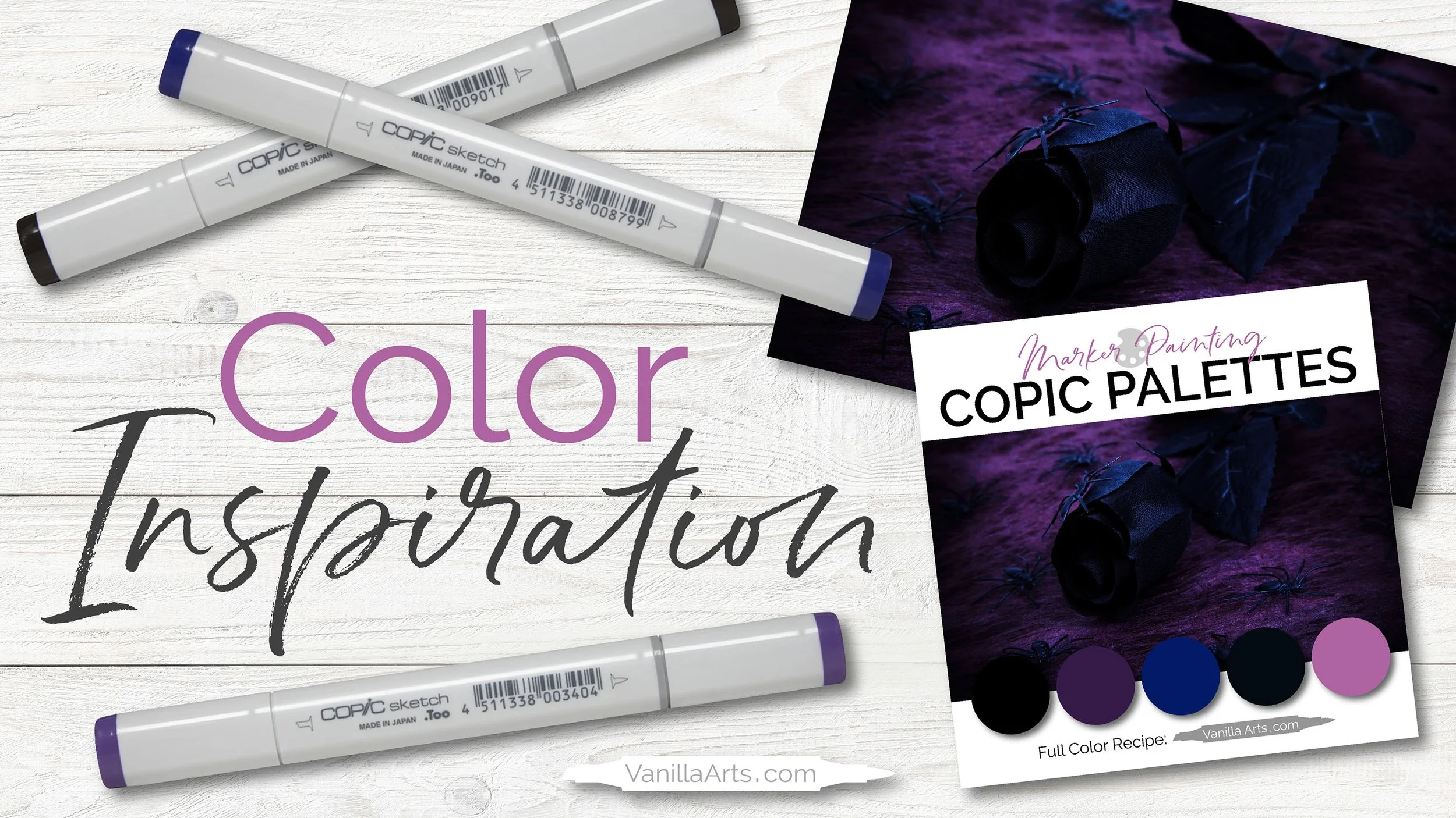 Color Palette: Copic Marker + Colored Pencil Combination (Black, Violet ...