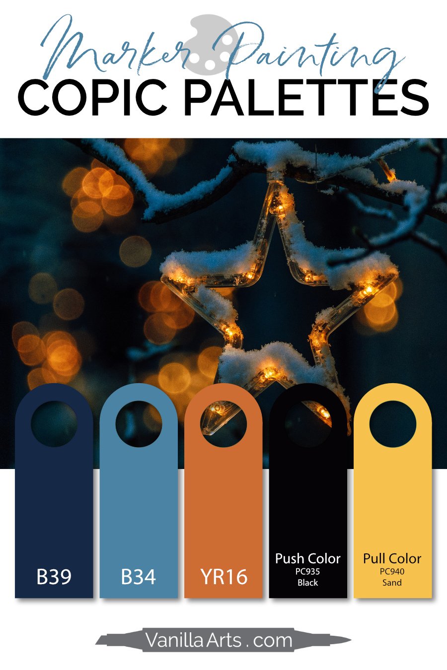 Color Palette: Copic Marker + Colored Pencil Combination (Navy, Blue ...