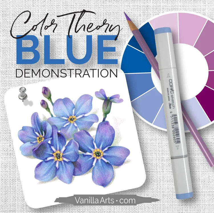 Color Theory for Markers: Realistic Blue Flowers (Coloring Demo - Episode 8) — Vanilla Arts Co.
