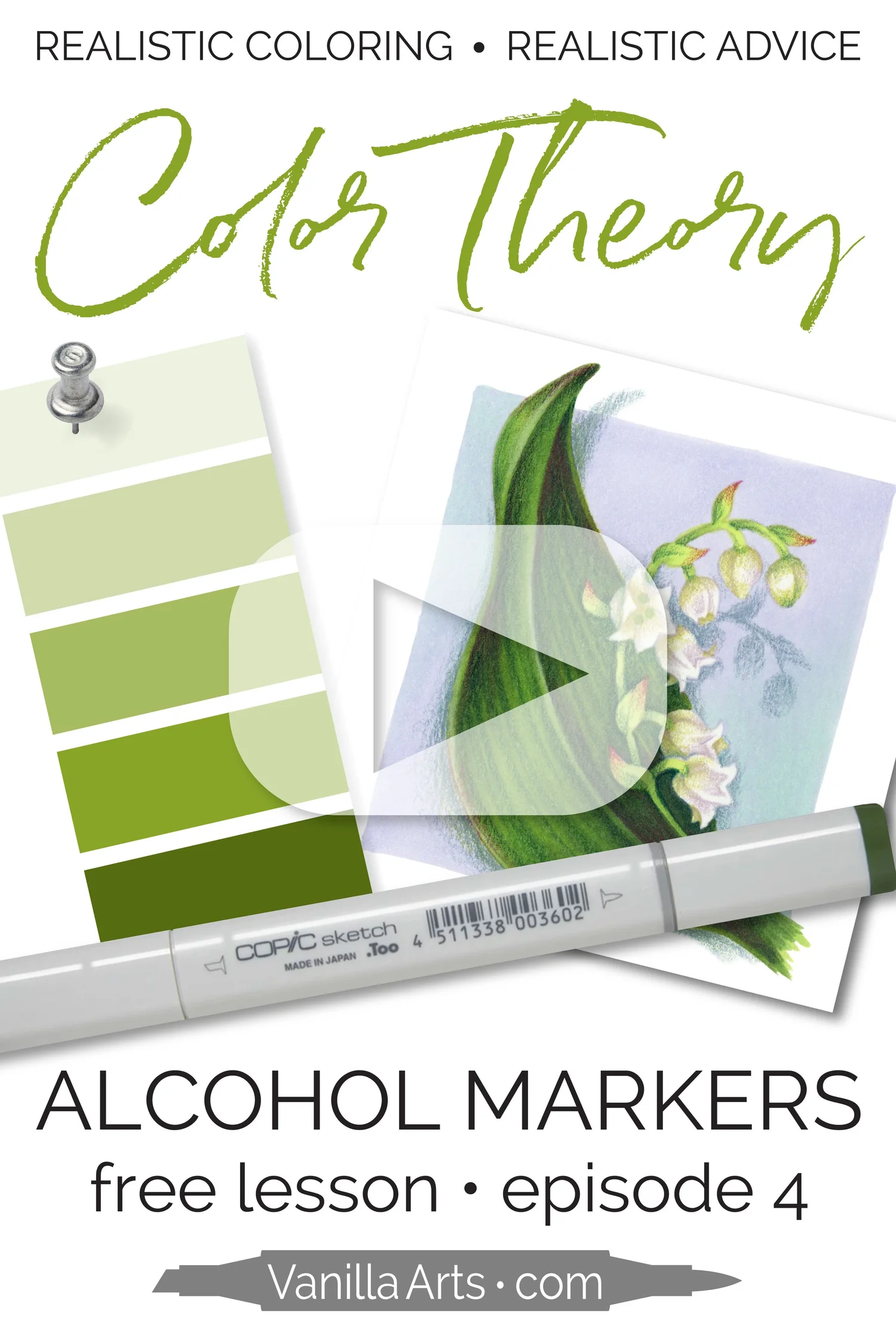 Color Theory for Markers & Pencils: Shade a Warm Green Leaf (Coloring ...
