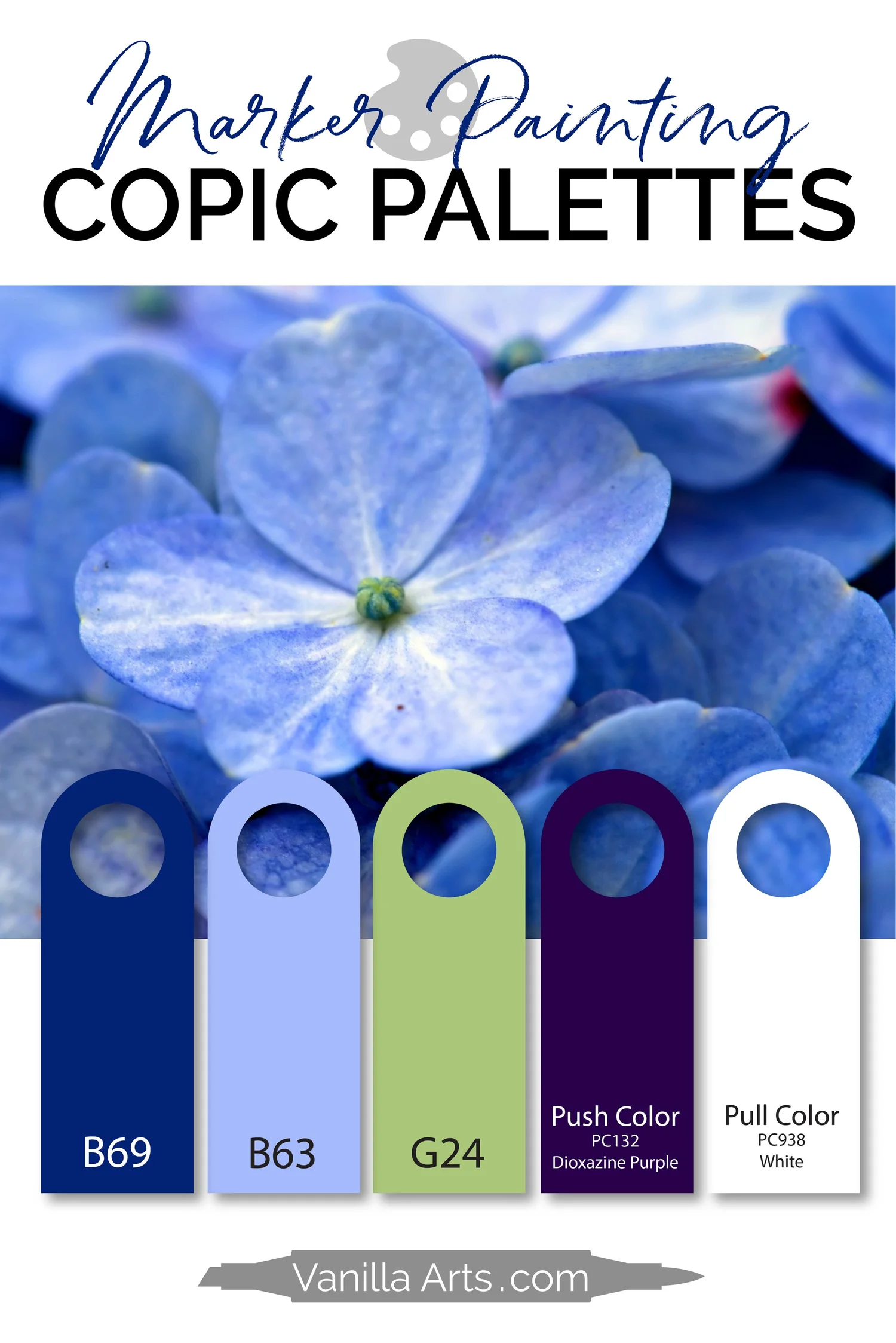Color Palette: Copic Marker + Colored Pencil Combination (Blue and ...