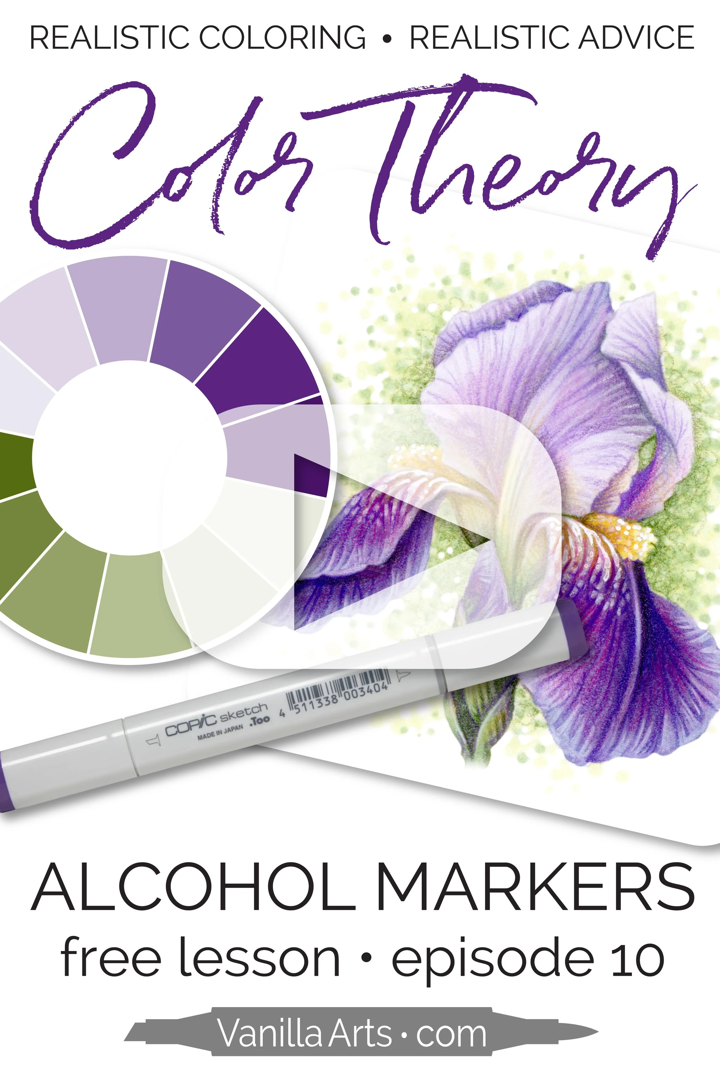 Color Theory for Markers: Realistic Violet Iris (Coloring Demo ...